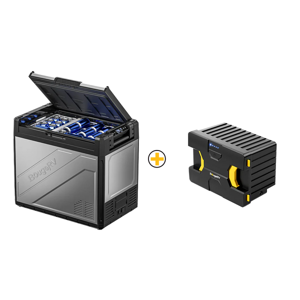 BougeRV Rocky 81QT Dual Zone 12V Portable Fridge With Battery ...